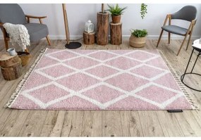 koberec TROIK A0010, růžovo bílá střapce, Maroko Shaggy velikost 70x300 cm | krásné koberce cz