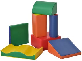 HOMCOM 7dílná sada měkkých stavebních bloků pěnové stavební bloky pro šplhání obří stavební bloky měkké stavební bloky imitace kůže barevné
