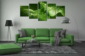 Pětidílný obraz Polibek Green Velikost (šířka x výška): 150x70 cm