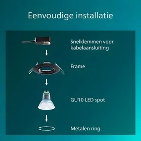 Philips Peridot černá O9 cm / Vestavné svítidlo / GU10 / 7W / IP20