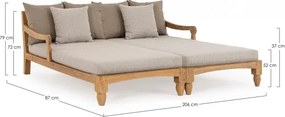 BIZZOTTO Teakový lounge set BALI natural 206x87 cm