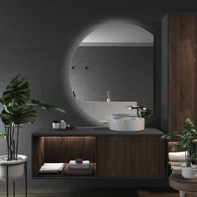 Půlkruhové zrcadlo do koupelny s LED osvětlením E5