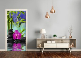 Fototapeta samolepící Orchidej a bambus 95x205 cm