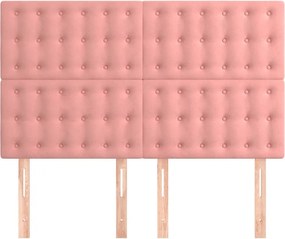 Čelo postele růžové 144x5x118/128 cm sametové 3116819