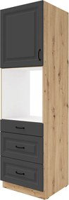 STILO gr | vysoká skříňka 60 DPS-210 3S 1F na vestavnou troubu | 60 cm | UNI dvířka | artisan/grafit
