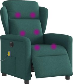Elektrické masážní polohovací křeslo tmavě zelené textil 3303130