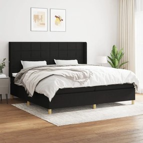Box spring postel s matrací černá 200x200 cm textil 3128551