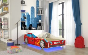 Postel s matracem a LED osvětlením AUTO 4x4 160x80