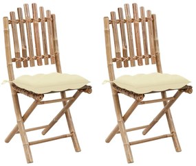 Skládací zahradní židle s poduškami 2 ks bambus,  3064004