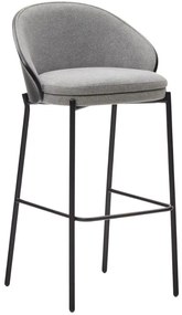 OnaDnes -20% Šedá čalouněná barová židle Kave Home Eamy II. 77 cm