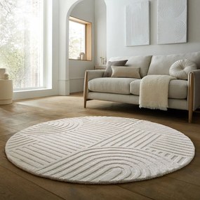 Slonovinový ručně tkaný vlněný kulatý koberec ø 160 cm Zen Garden – Flair Rugs