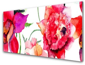 Obraz na skle Květiny Umění 140x70 cm