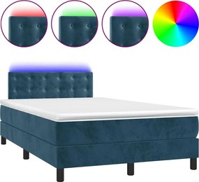 Box spring postel s matrací a LED tmavě modrá 120x200 cm samet 3134637