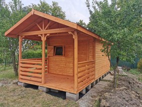 Dřevěný zahradní domek STATEK se skladem a dřevníkem bez terasy bez montáže Osobní odběr/vlastní doprava