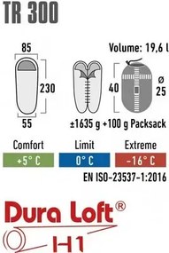 High Peak TR 300 (23061) / Spací pytel / 230x85 cm / +5°C | 0°C | -16°