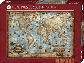 HEYE Puzzle Map Art: Svět / 2000 dílků / 97 × 69 cm