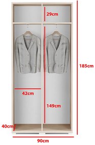 Eka Předsíňová stěna s čalouněnými panely Trinity 8 - Sonoma / Béžová 2304