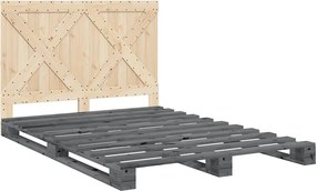 Rám postele s čelem šedý 140 x 200 cm masivní borové dřevo 3281582