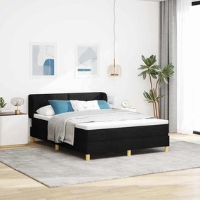 Postel s boxspringem s čelo Černá 140 x 190 cm textil 3340208
