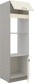 KARMEN | vysoká skříňka 60 DPM-210 2F na vestavnou troubu a mikrovlnku | 60 cm | světle šedá/krémová lesk