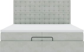Osmanský rám postele s matracíes světle šedá 200x200cm samet 3313637