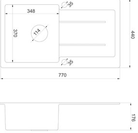 Sapho - Kuchyňský dřez 77x44 cm granit/béžová