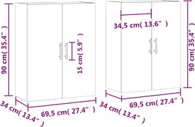 vidaXL Nástěnné skříňky 2 ks 69,5 x 34 x 90 cm [3195615] Barva: hnědý dub