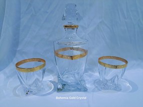 Crystalite Bohemia Quadro whisky set 2+1 zlato + diaryt