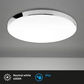 Stropní LED svítidlo BRILONER průměr 35,5cm 18W IP44 bílé-chrom 3351216