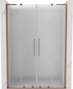 Mexen Velar L Duo, posuvné sprchové dveře do otvoru 150 cm, 8mm sklo námraza, měděná matná, 871-150-003-32-65