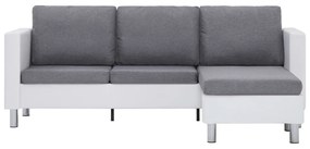 vidaXL 282202 Marketos 3-Seater Sofa with Cushions White Faux Leather