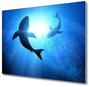 Skleněná krájecí deska Dva žraloci 60x52 cm