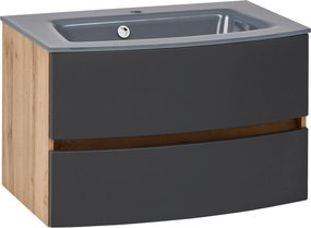 XXXLutz SKŘÍŇKA S UMYVADLEM, šedá, barvy dubu, 80 cm Held - Online Only koupelnové skříňky - 000307010641