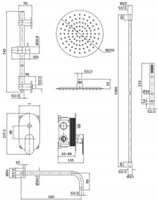 Cersanit Crea - set B258 podomítková sprchová sada, černá, S952-009