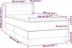 Box spring postel s matrací tmavě šedá 100x200 cm samet 3131184