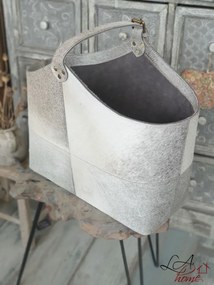 Kožený koš hovězí kůže šedá - 50*21*40cm