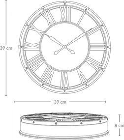 Nástěnné hodiny ARON v industriálním stylu, Ø 39 cm