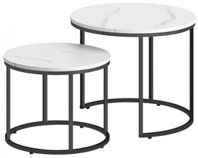 Set dvou konferenčních stolků - mramorové (černé nohy)