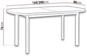 Rozkládací oválný jídelní stůl 160x80 cm BANGS 9 - bílý