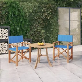 Režisérské židle 2 ks masivní teakové dřevo modré,  3143630
