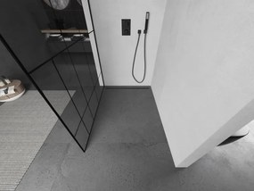 Mexen Kioto L, sprchová zástěna Walk-In 110 x 200 cm, 8mm čiré sklo černý vzor, ​​černý profil, 800-110-103-70-78