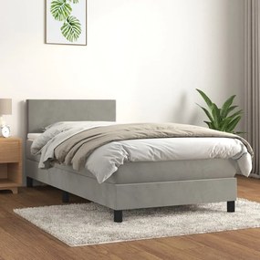 Box spring postel s matrací světle šedá 100x200 cm samet,  3141167