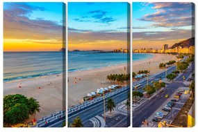 Vícedílný obraz Pohled Na Východ Slunce Na Pláž Copacabana A Avenida Nedostatek Nedostatek Přírodní plátno 180x120