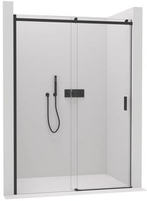 CERANO - Sprchové posuvné dveře Santoro L/P - černá matná, transparentní sklo - 100x195 cm