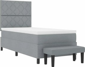 Postel s boxspringem s čelo Světle šedá 100 x 200 cm textil 3344121