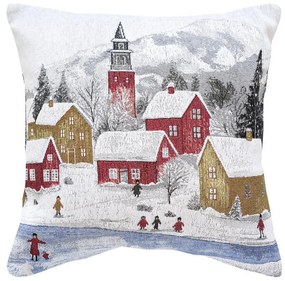 SCANquilt povlak MOTIV polární zima bíločervená 45 x 45 cm
