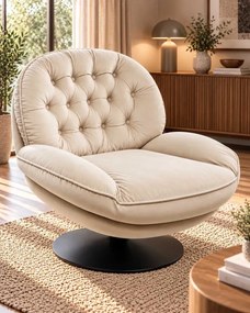 LuxuryForm DESIGN Relaxační otočné křeslo LUNA - krémové