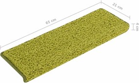 Schodové rohože 15 ks 65 x 21 x 4 cm zelené s obdélníkovým okrajem 326204