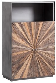 furniture-nabytek.cz - Masivní komoda Highboard Derby z recyklovaného dřeva a kovu, lakovaná, šedá – 90×45×145 cm