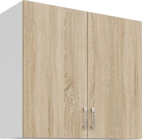 SARA | horní skříňka 80 G-72 2F policová | 80 cm | bílá/dub sonoma